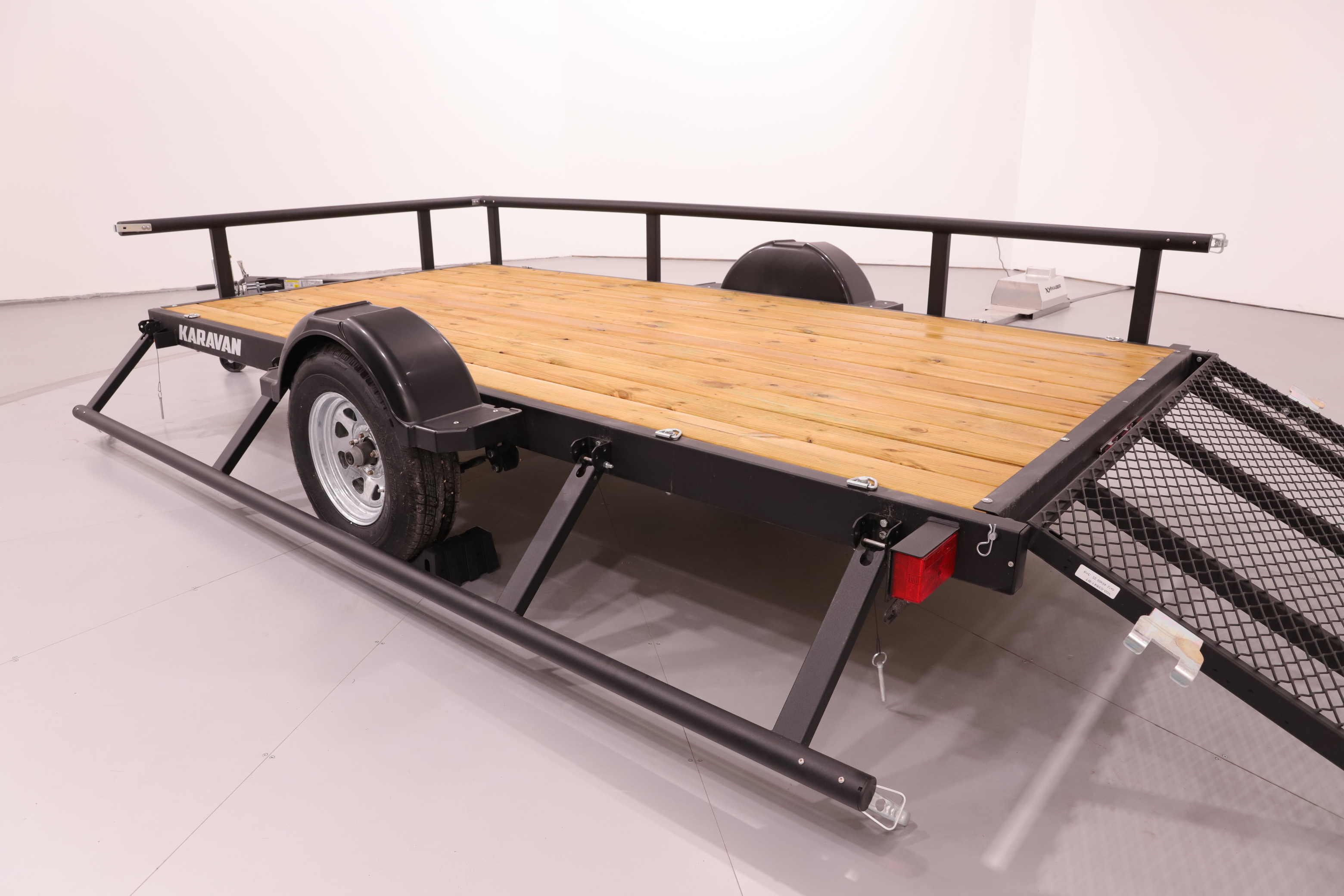 New 2022 Karavan Utility 6x12 W Ramp Folding Sides Black Trailer In